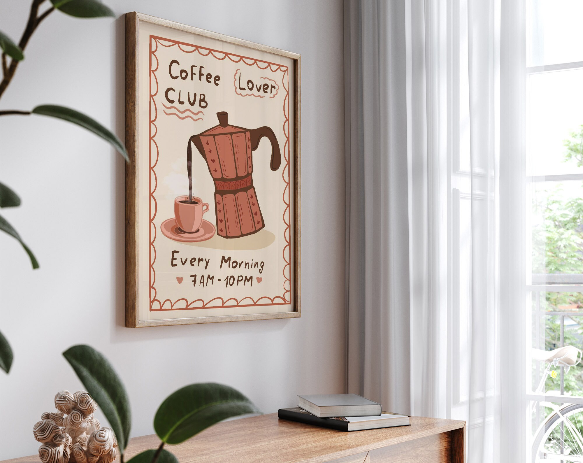 Coffee Lover Club Print, Retro Poster, Wall Art , Quote Print ...