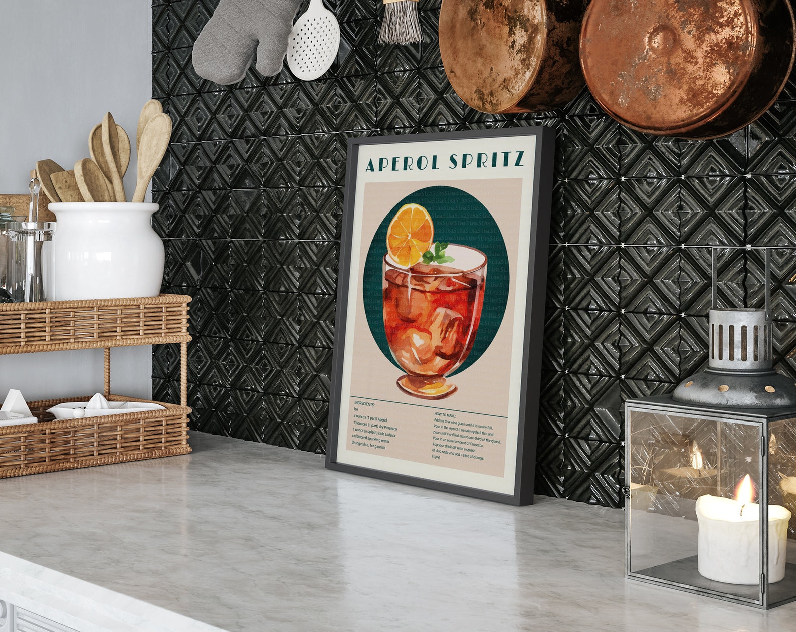 Aperol Spritz Print, Trendy Cocktail Art, Kitchen Wall Decor, Bar Cart ...