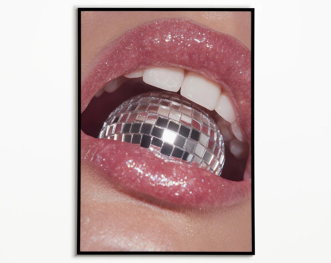 Disco Ball Lips Poster: Modern Glam Pop Art Print - Etsy