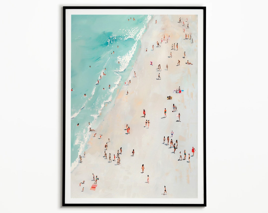 Blue Beach Print: Summer Ocean Scene, Beach House Decor - Etsy