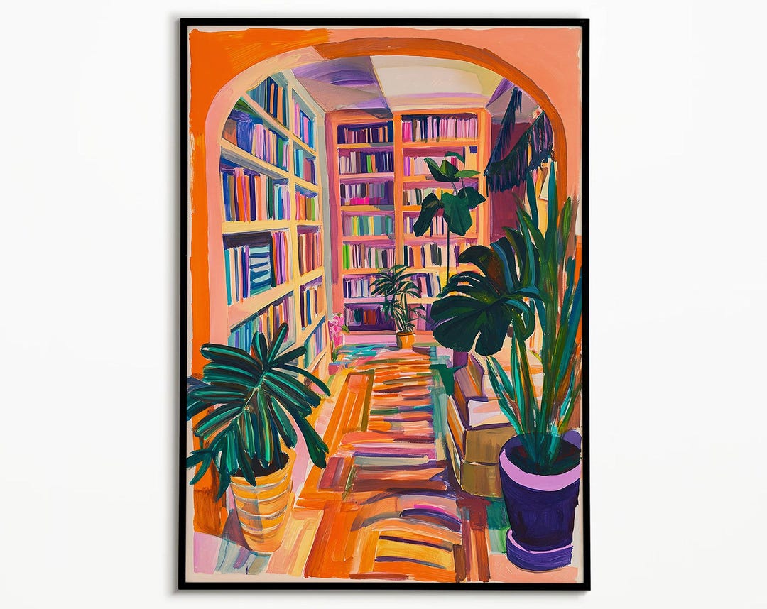 Matisse Inspired Bookcase Print: Colorful Library Wall Art - Etsy