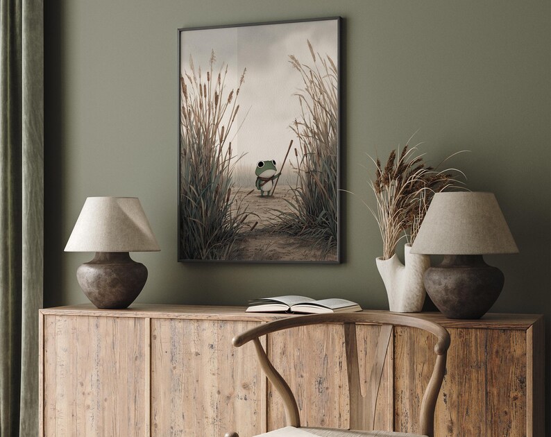 Frog Traveler Print, Moody Cottagecore Animal Art, Quirky Wall Decor - Etsy