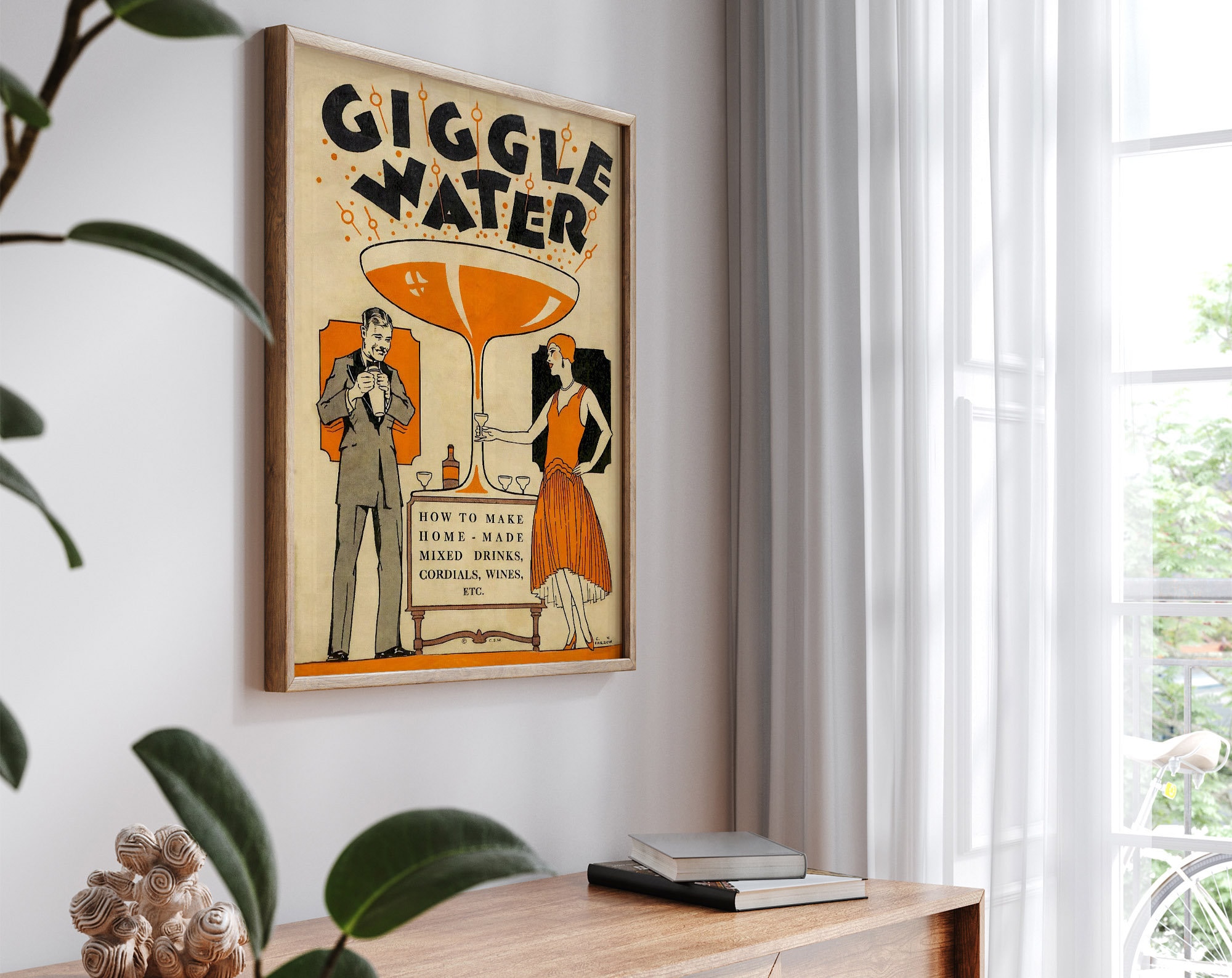 Giggle Water Print: Vintage Martini Bar Cart Decor - Etsy