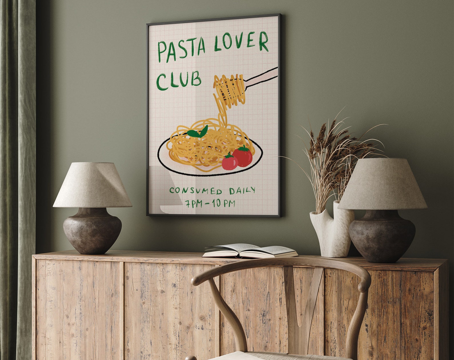 Pasta Lover Club Poster, Pasta Poster, Spaghetti Print, Pasta Poster ...