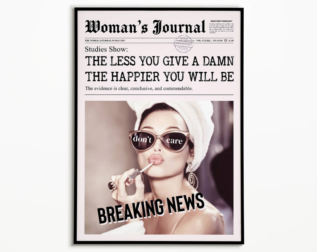 Newspaper Magazine Poster Woman Print Printable Wall Art Preppy Poster ...