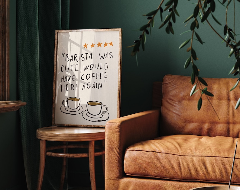 Barista Was Cute Poster, Coffee Bar Kitchen Art - Etsy