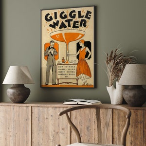 Giggle Water Print: Vintage Martini Bar Cart Decor - Etsy