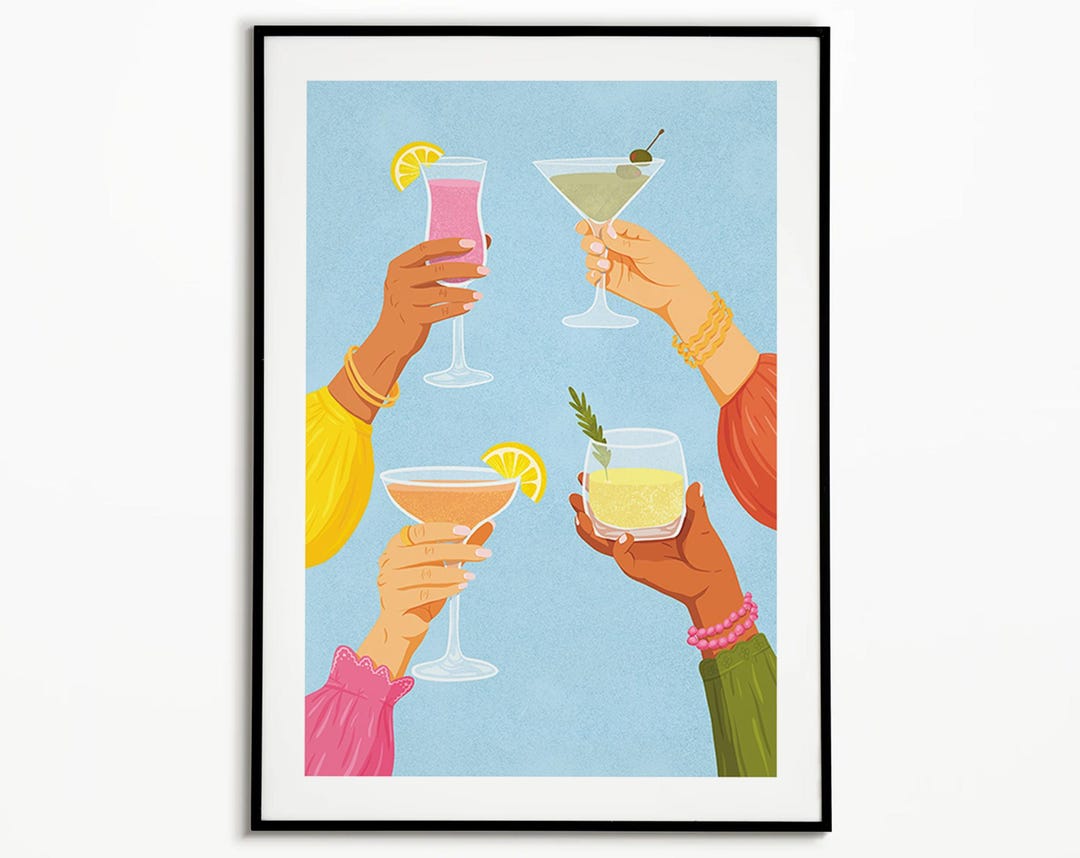 Cocktail Bar Print, Preppy Girls Night Out Artwork for Home Decor - Etsy