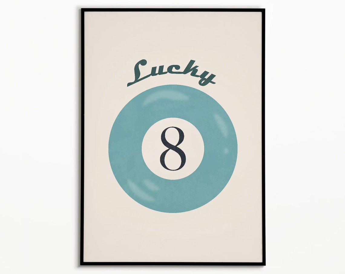 Lucky 8 Ball Art Print, Retro Bar Cart Decor - Etsy