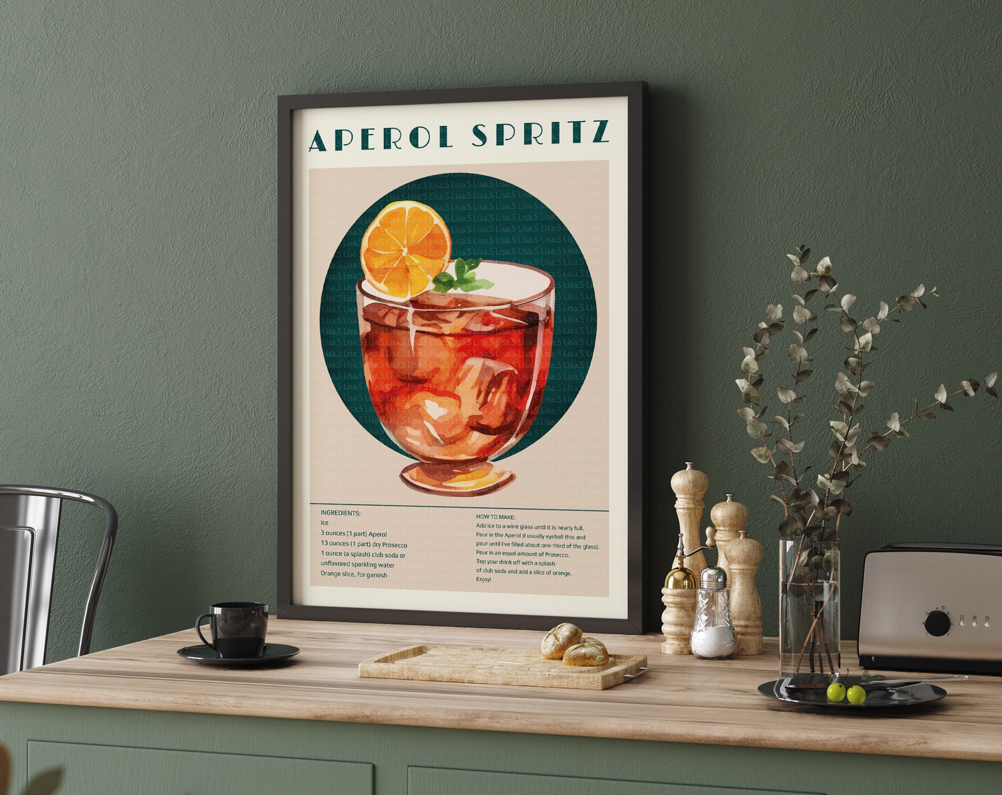 Aperol Spritz Print, Trendy Cocktail Art, Kitchen Wall Decor, Bar Cart ...
