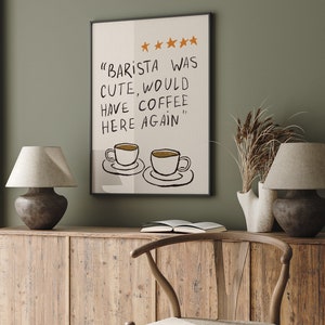 Barista Was Cute Poster, Coffee Bar Kitchen Art - Etsy