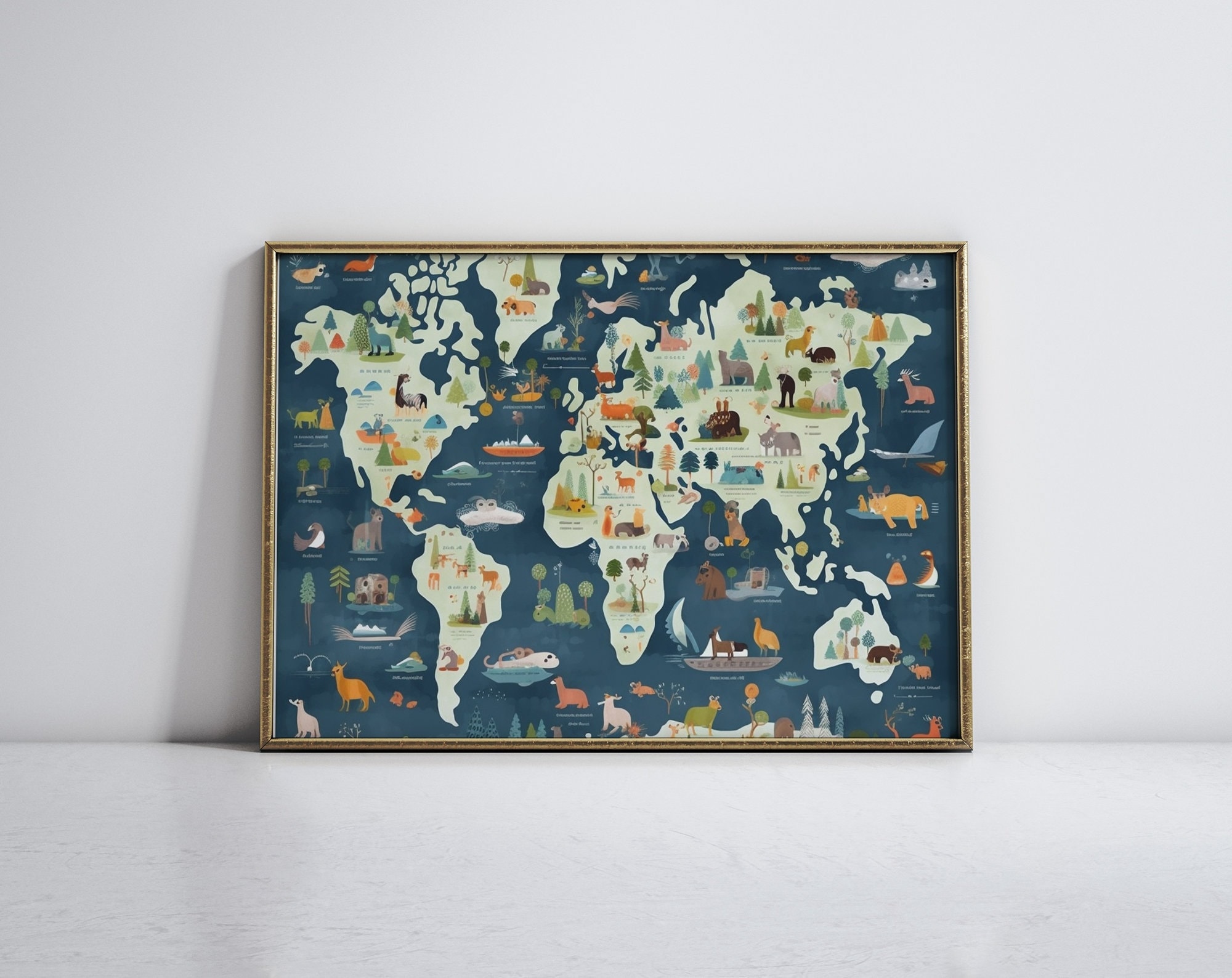 Nursery World Map Poster Kids World Map Decor Kids Map Print - Etsy