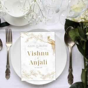 Gold Floral Peacock Luxury Telugu Wedding Program | Telugu Hindu ...