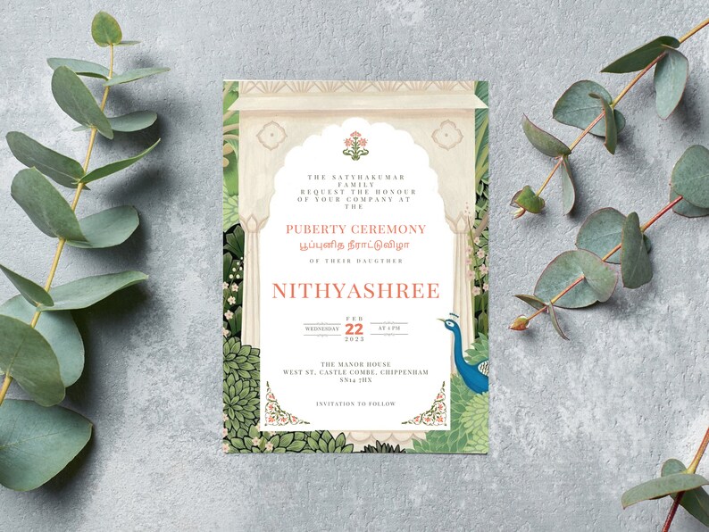 Puberty Ceremony Invitation Half-saree Ceremony Invitation Instant ...