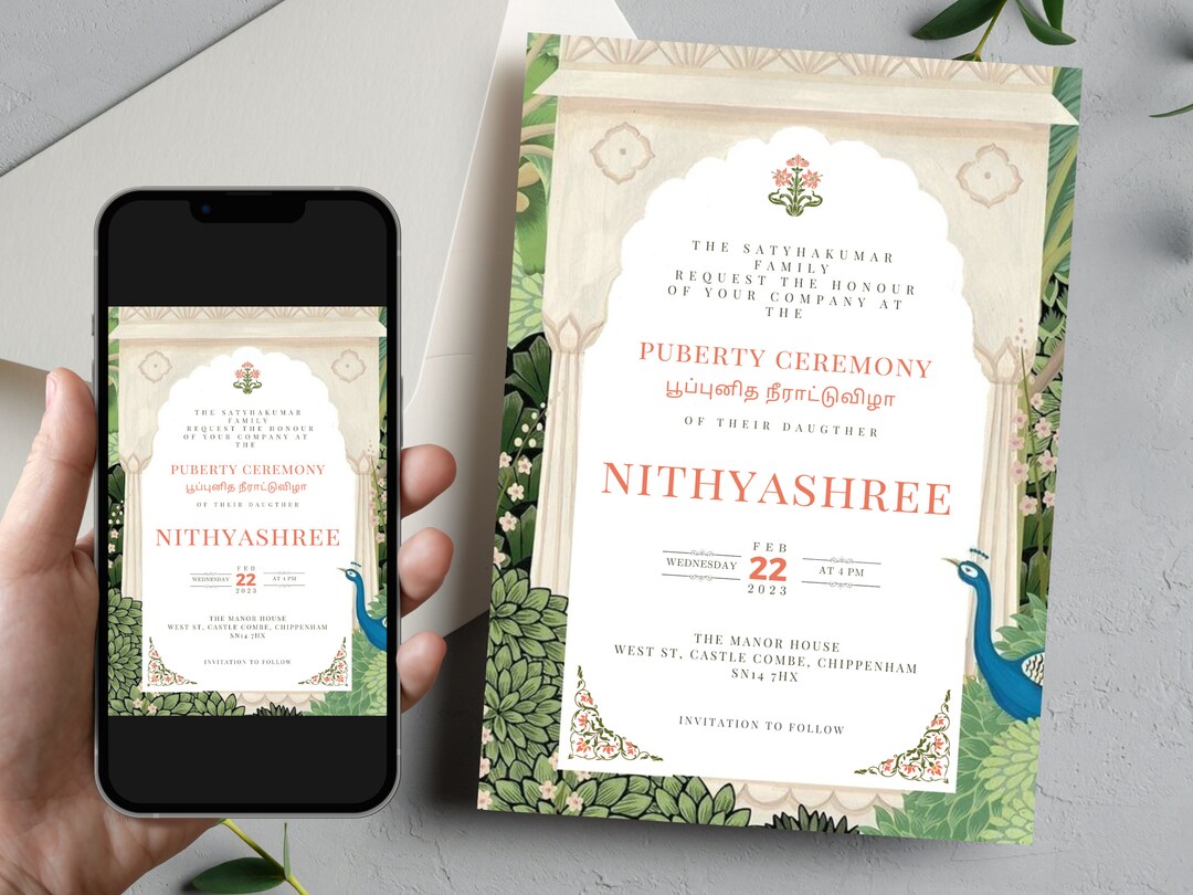 Puberty Ceremony Invitation Half-saree Ceremony Invitation Instant ...