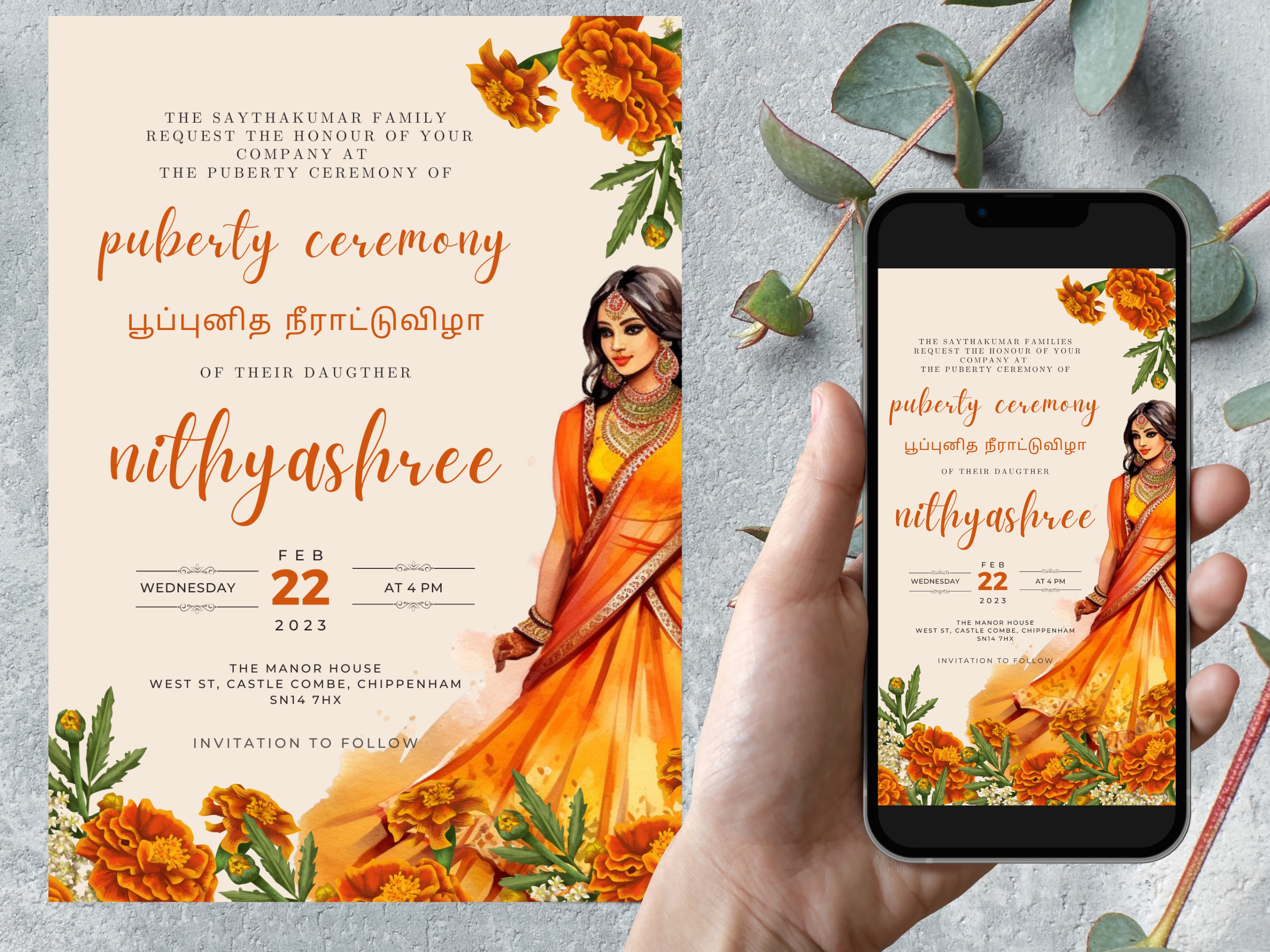 Puberty Ceremony Invitation Half-saree Ceremony Invitation - Etsy UK