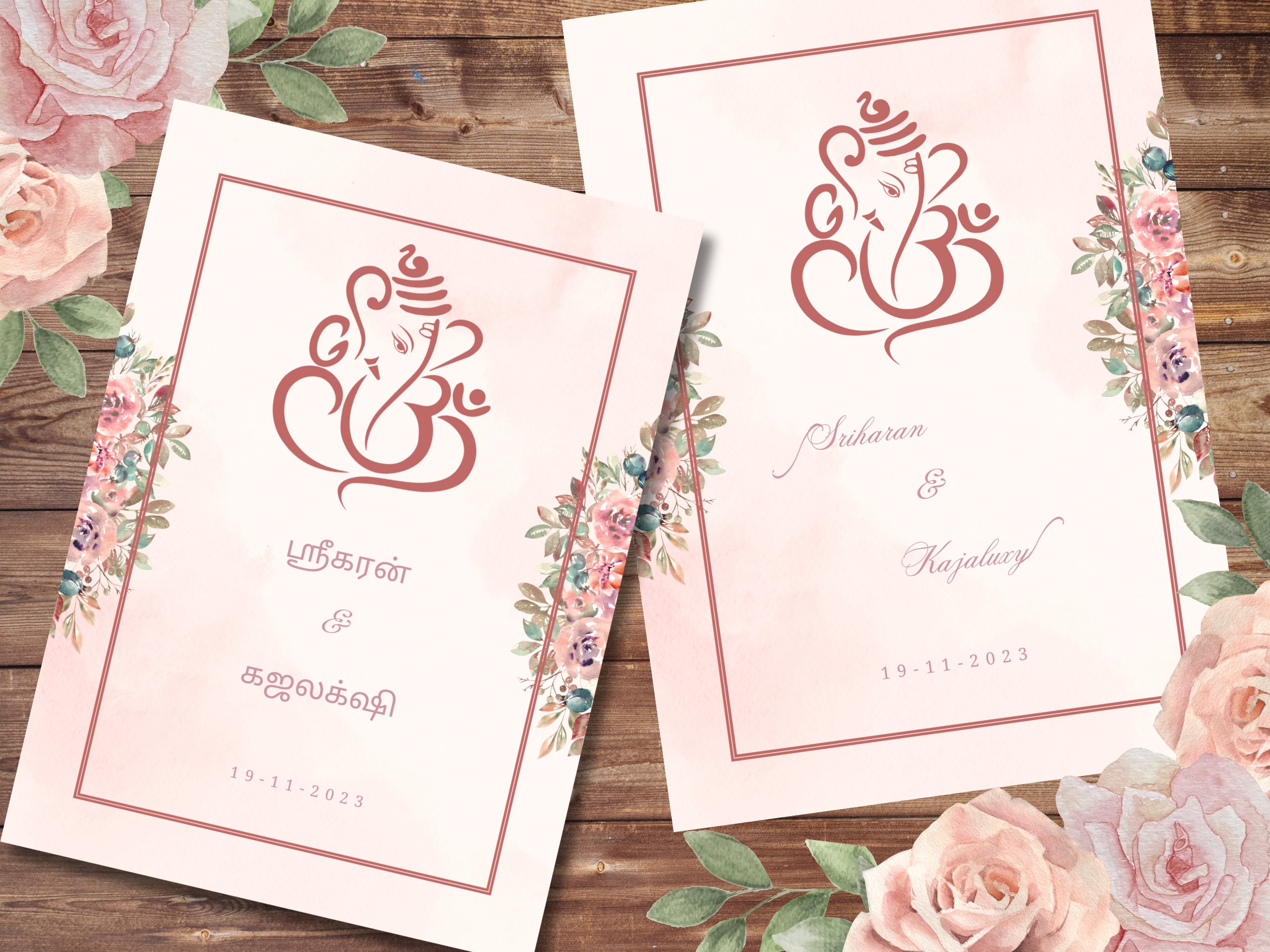 Tamil Wedding Invitation Blush Pink Floral Editable Instant Download ...
