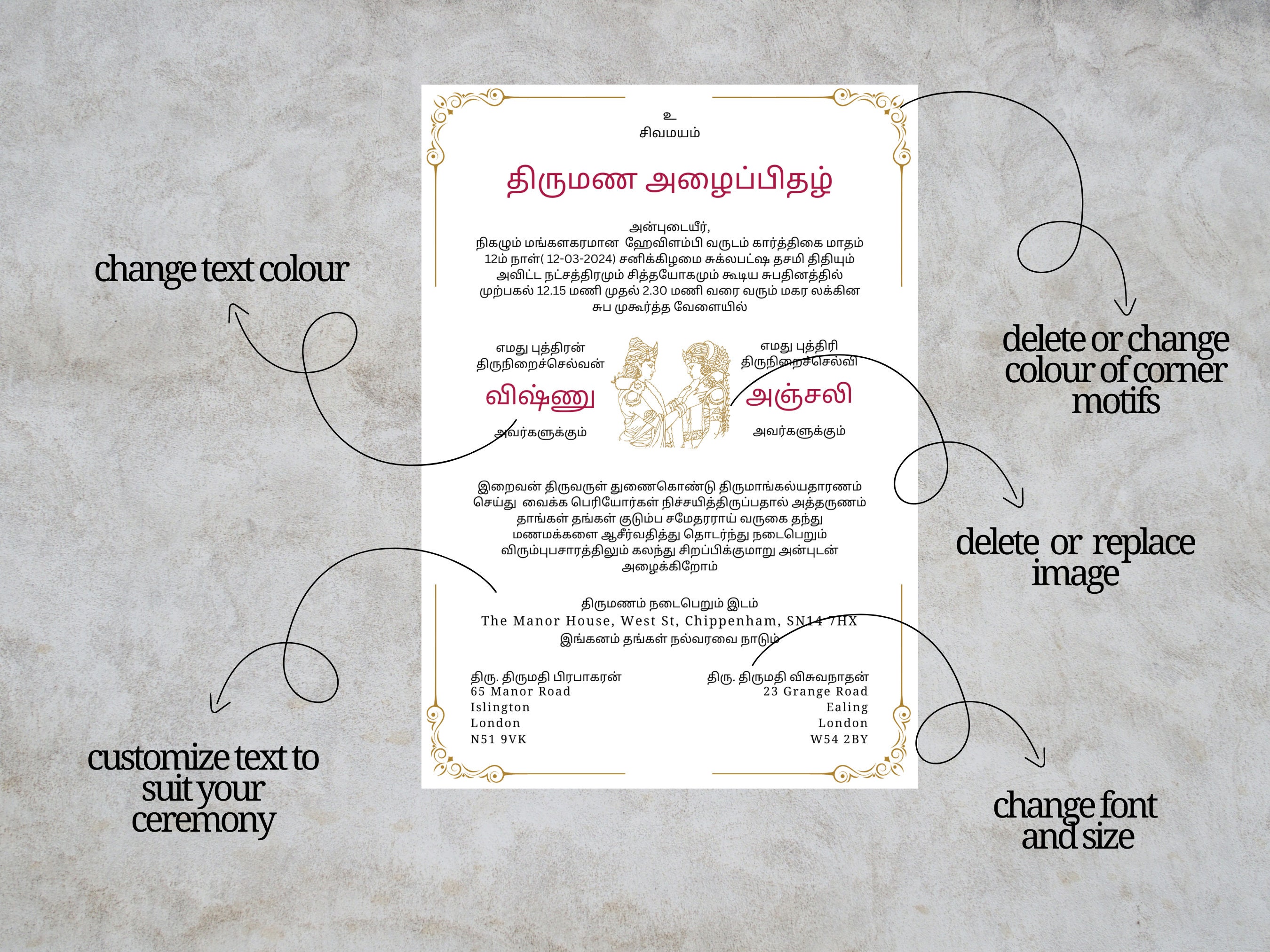 Tamil Language Wedding Invitation Insert | Editable Instant Download ...