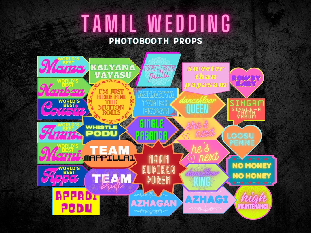 Tamil Wedding Photobooth Props | Tamil Event Party Signs Wedding Decor ...