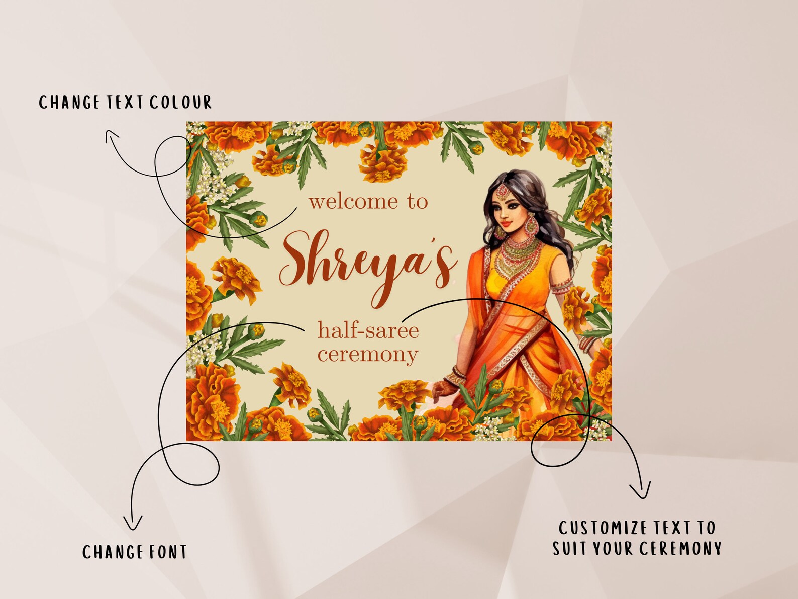 Half-saree Ceremony Welcome Sign Puberty Ceremony Welcome Sign Instant ...