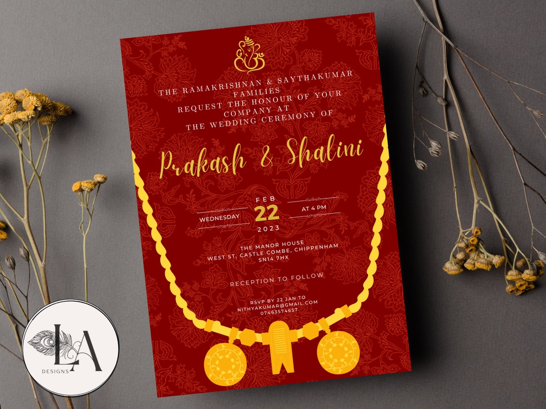 Tamil Wedding Invitation Set | Instant Download Canva Template | Indian ...