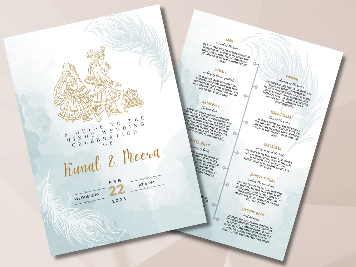Gujarati Wedding Program | 5x7 Instant Download Customizable Canva ...