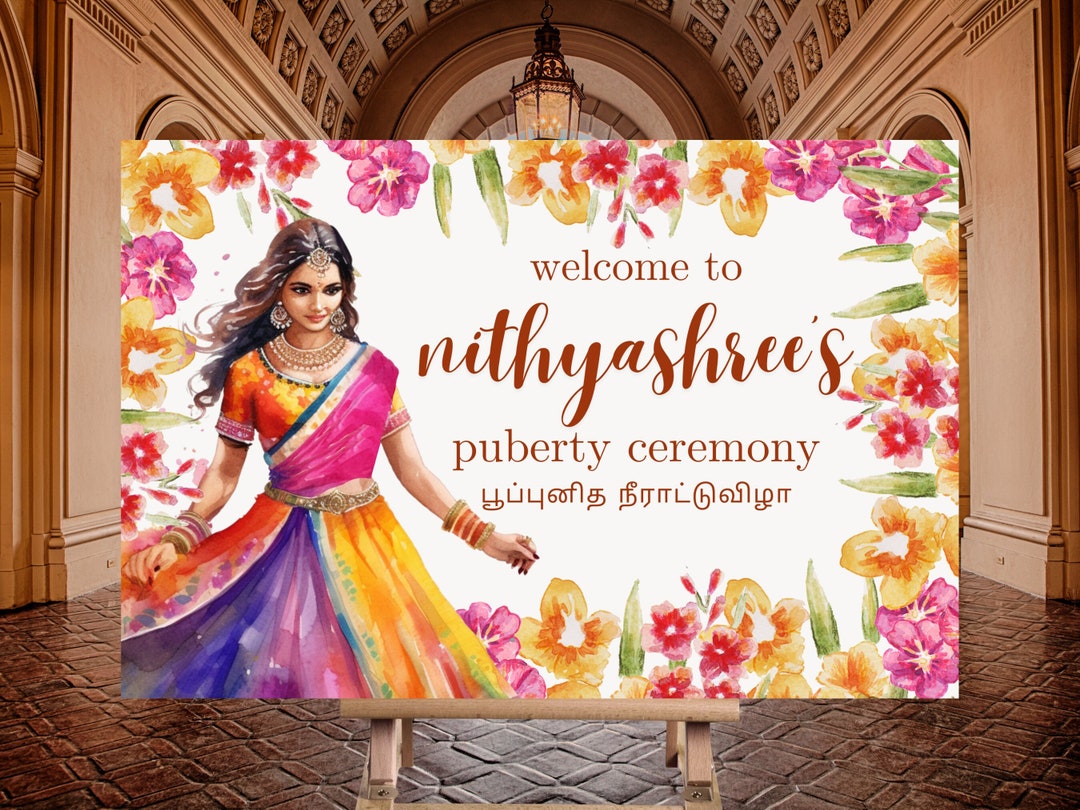 Puberty Ceremony Welcome Sign Half-saree Ceremony Welcome Sign Instant ...