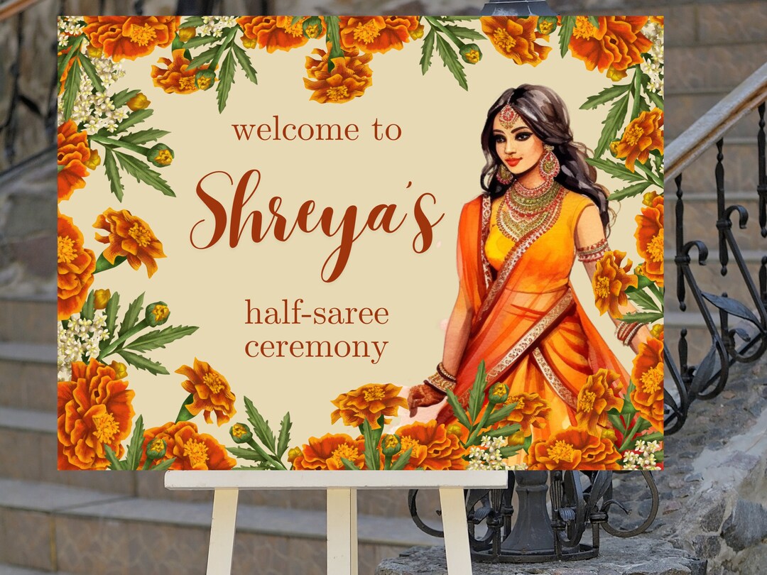 Half-saree Ceremony Welcome Sign Puberty Ceremony Welcome Sign Instant ...