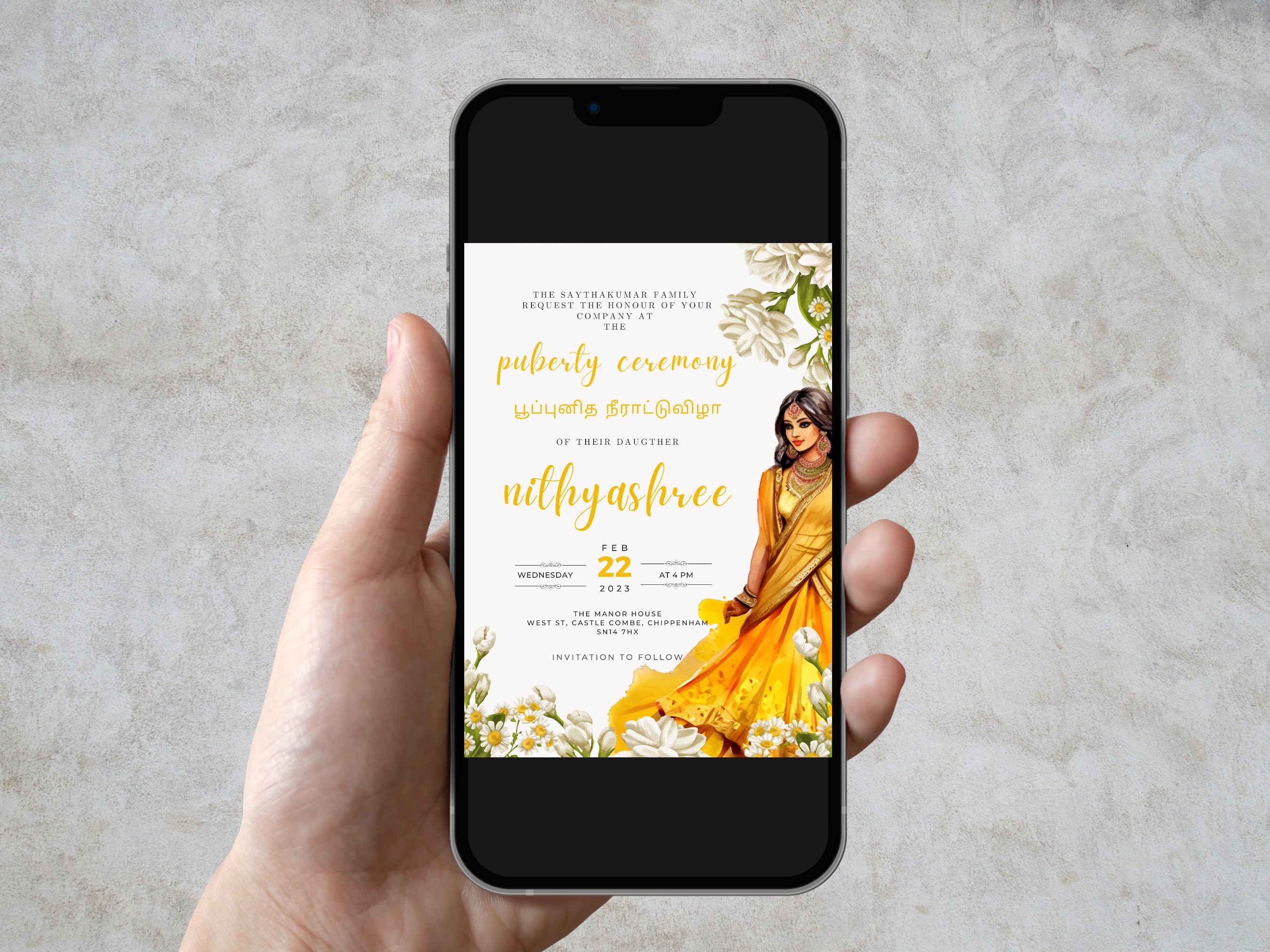 Puberty Ceremony Invitation | Half-saree Ceremony Invitation | Instant ...