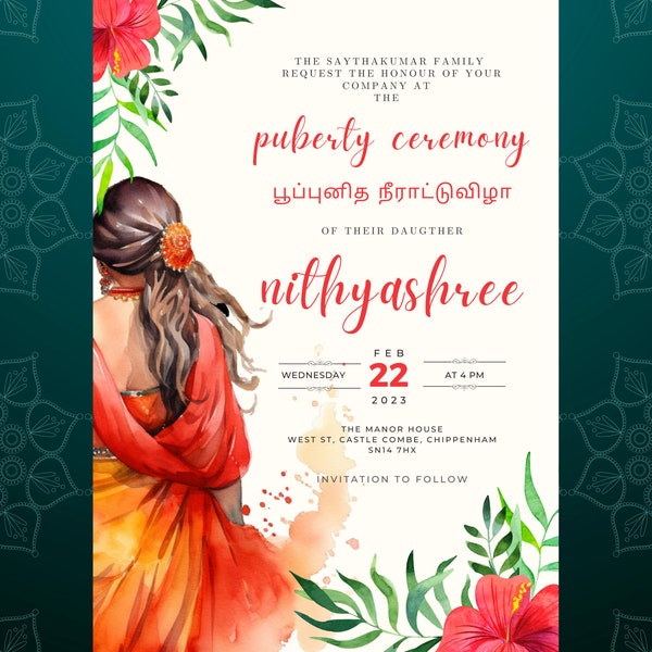 Puberty Ceremony Invitation - Etsy