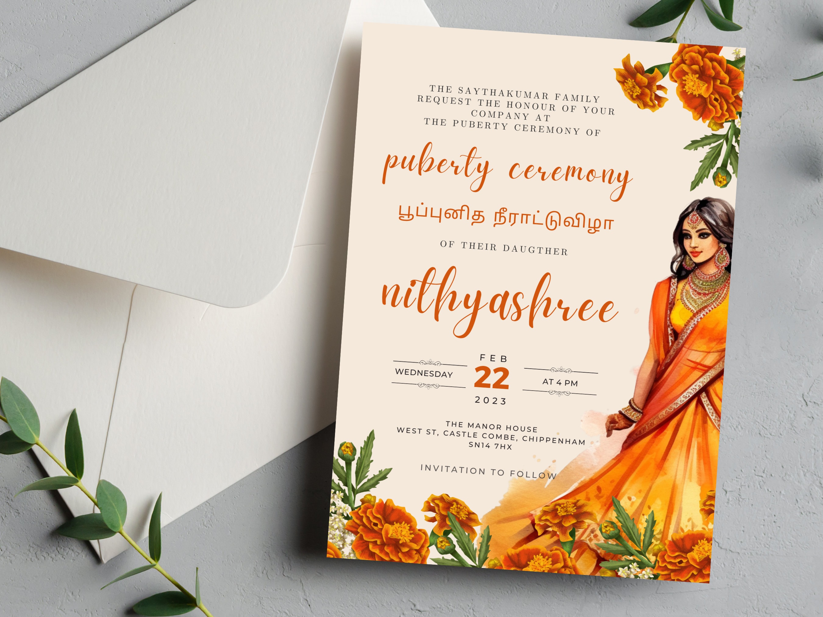 Puberty Ceremony Invitation Half-saree Ceremony Invitation - Etsy UK