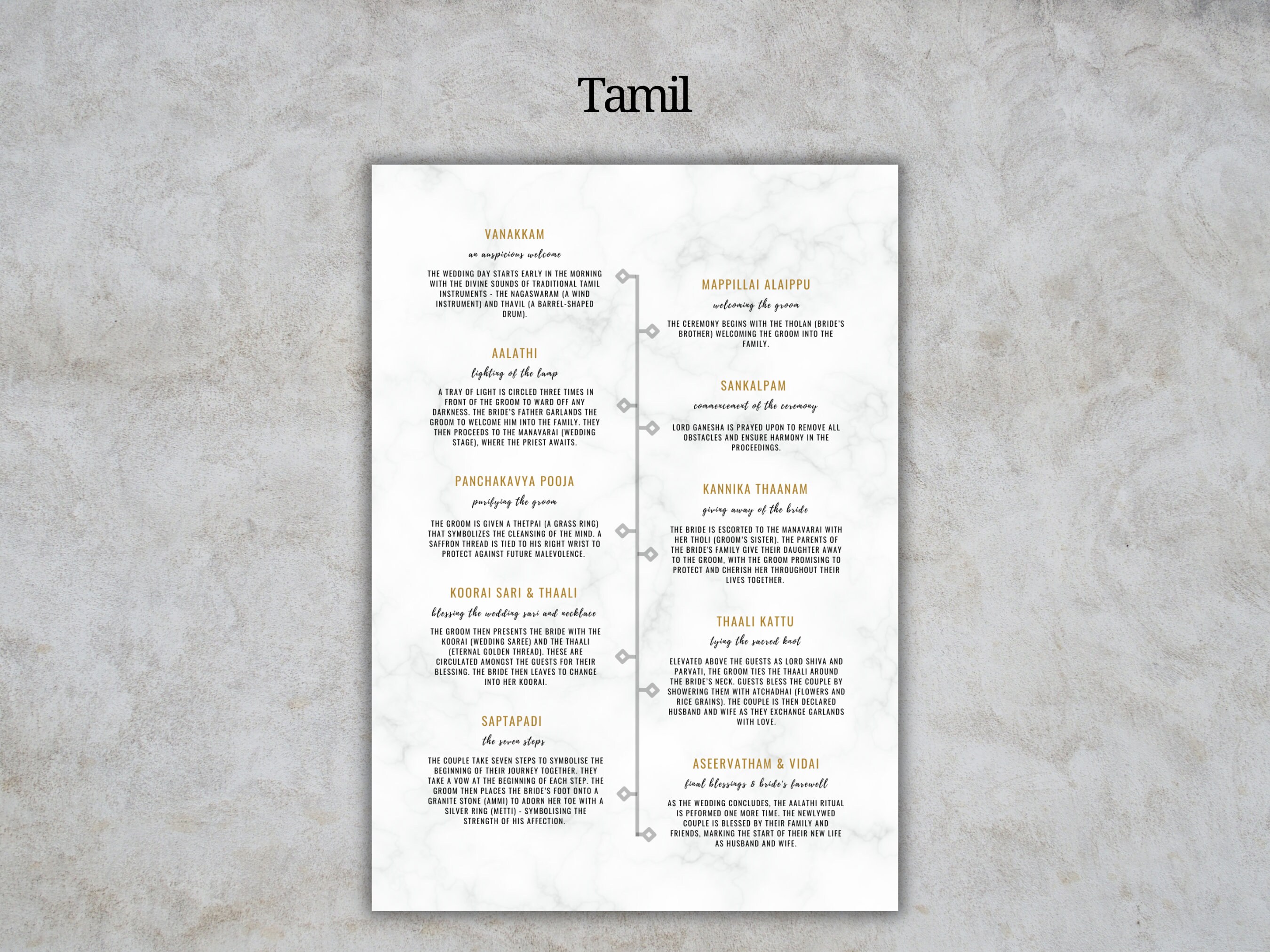 Gold Floral Peacock Luxury Tamil Wedding Program Tamil Hindu Wedding ...