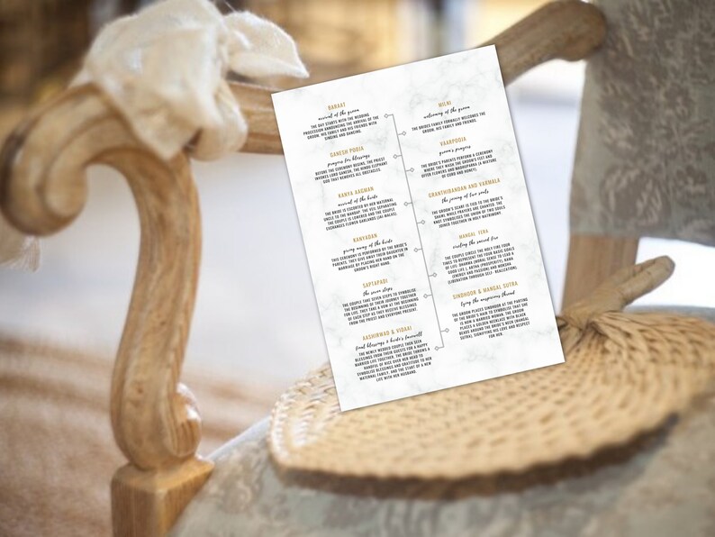 Gold Floral Peacock Luxury Hindu Wedding Program | Hindu Wedding Guide ...