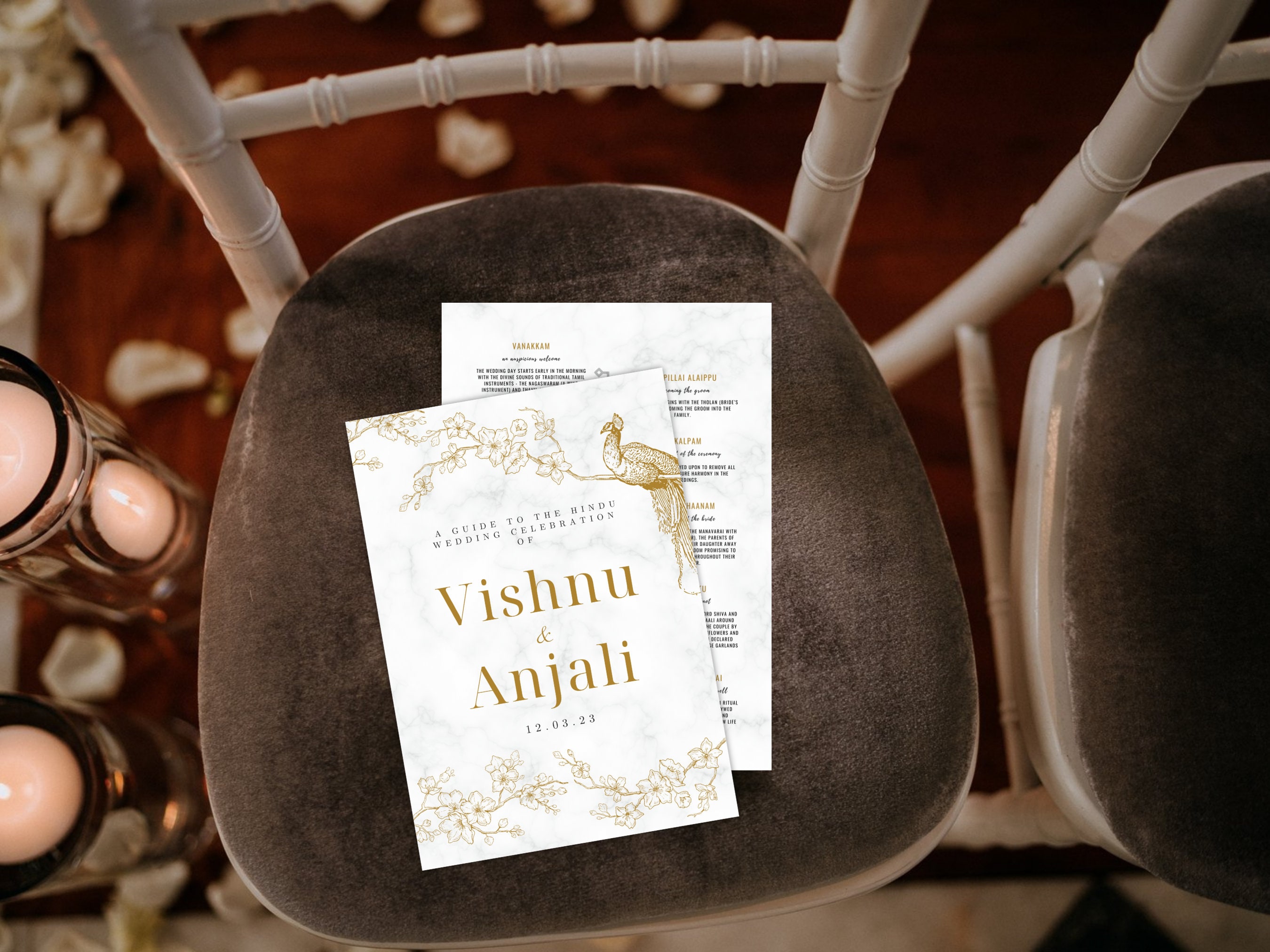 Gold Floral Peacock Luxury Tamil Wedding Program Tamil Hindu Wedding ...