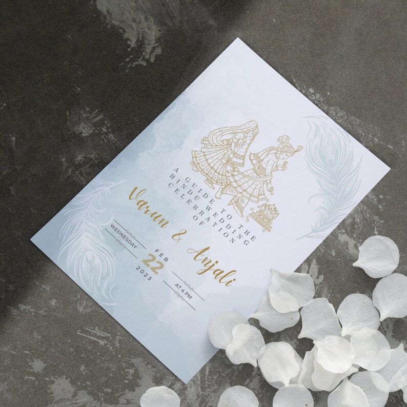 Folded Hindu Wedding Program With Icons Pictures Custom Instant ...