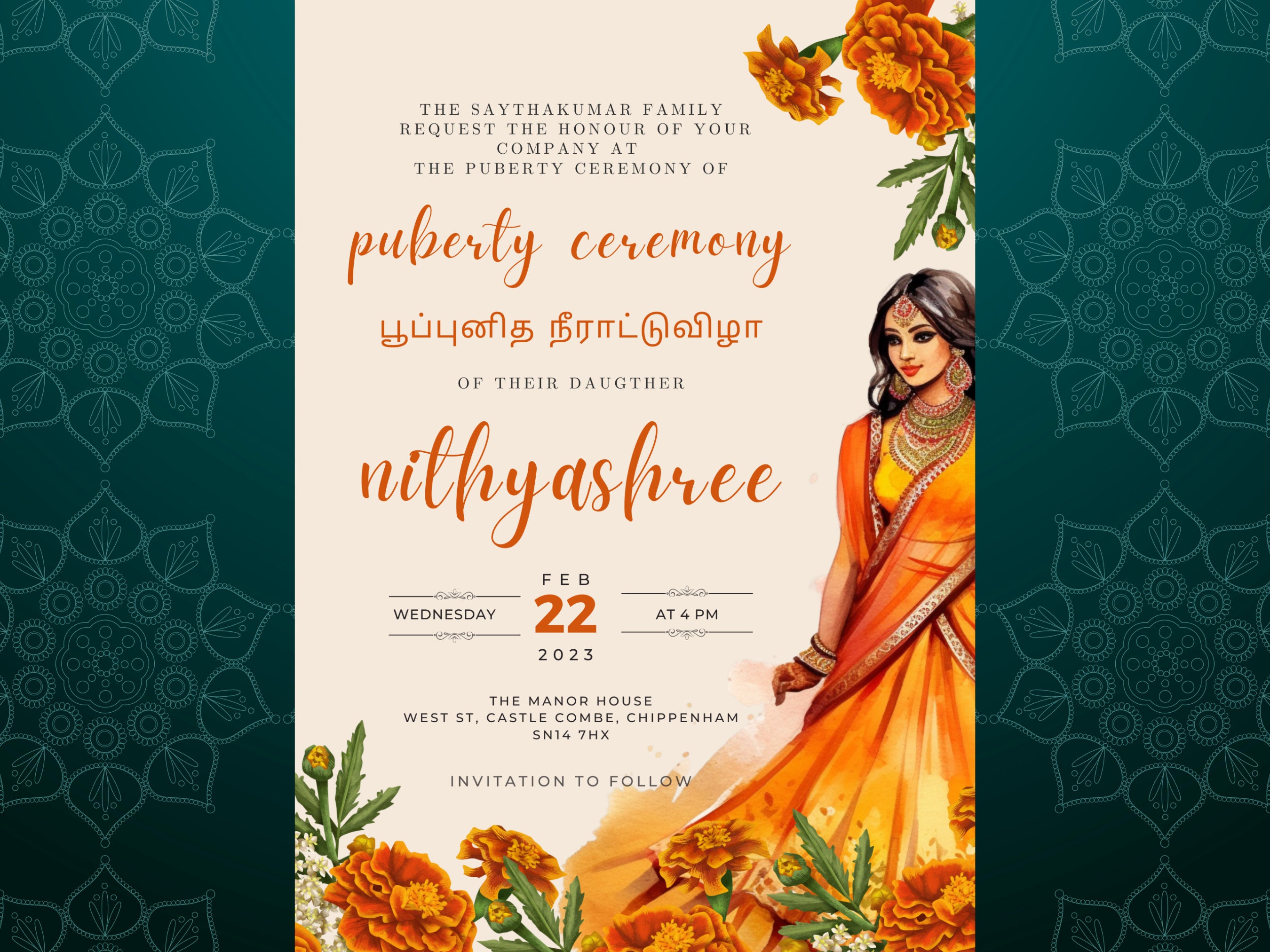 Buy Puberty Ceremony Invitation Half-saree Ceremony Invitation Online ...