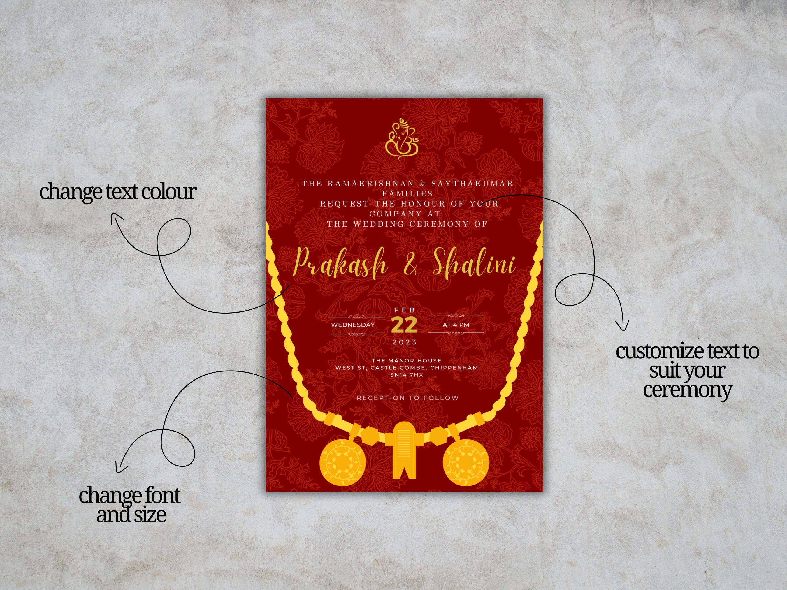 Tamil Wedding Invitation Set | Instant Download Canva Template | Indian ...