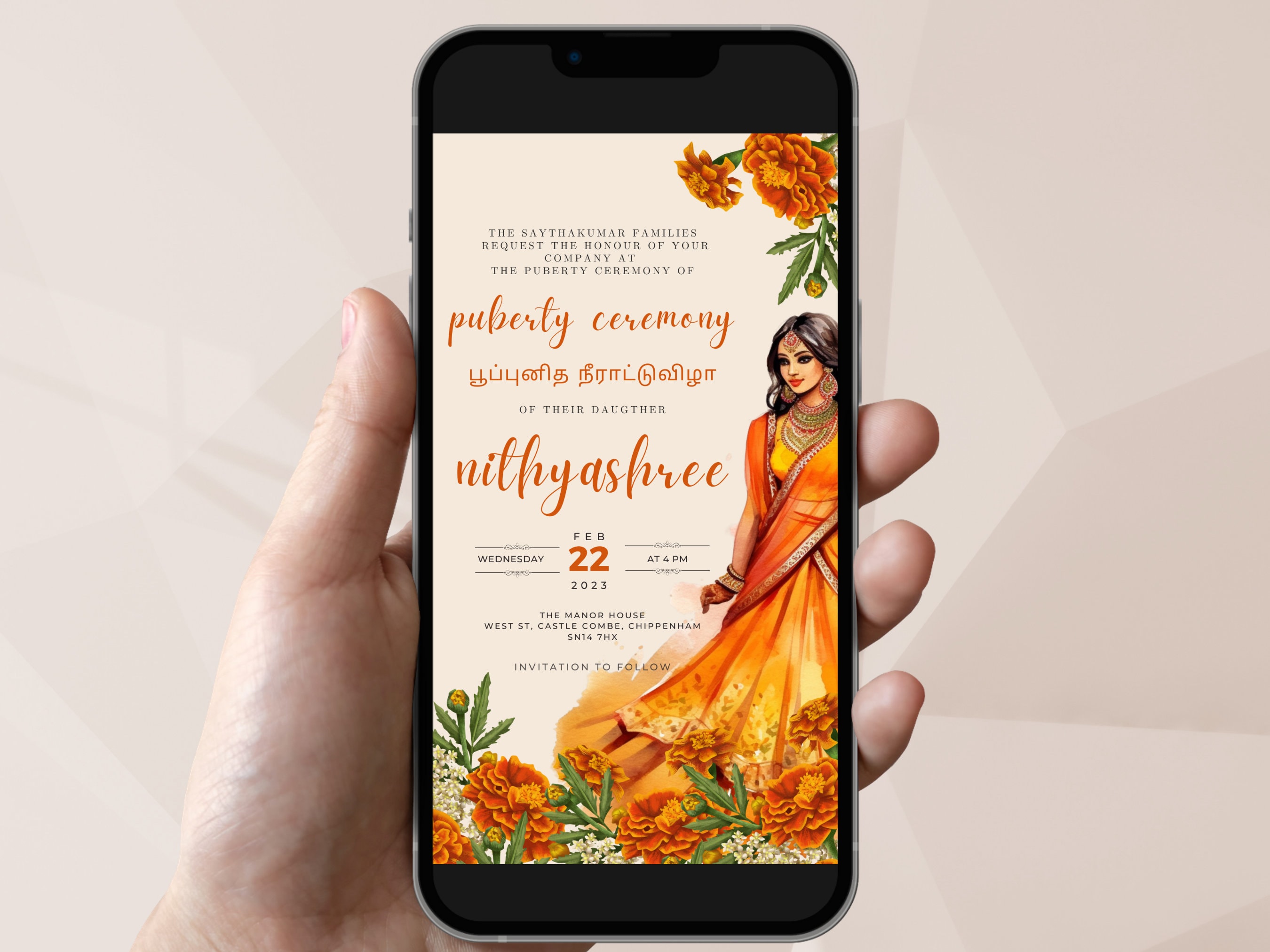 Puberty Ceremony Invitation Half-saree Ceremony Invitation - Etsy UK