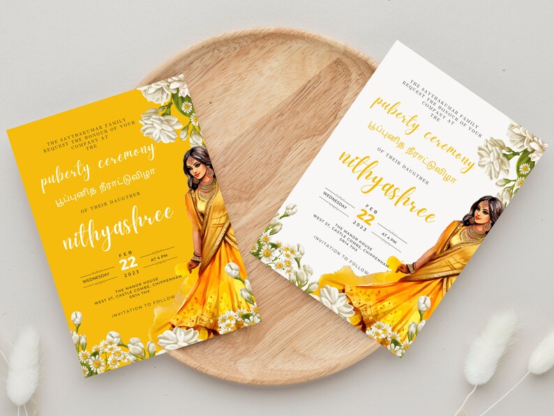 Puberty Ceremony Invitation | Half-saree Ceremony Invitation | Instant ...