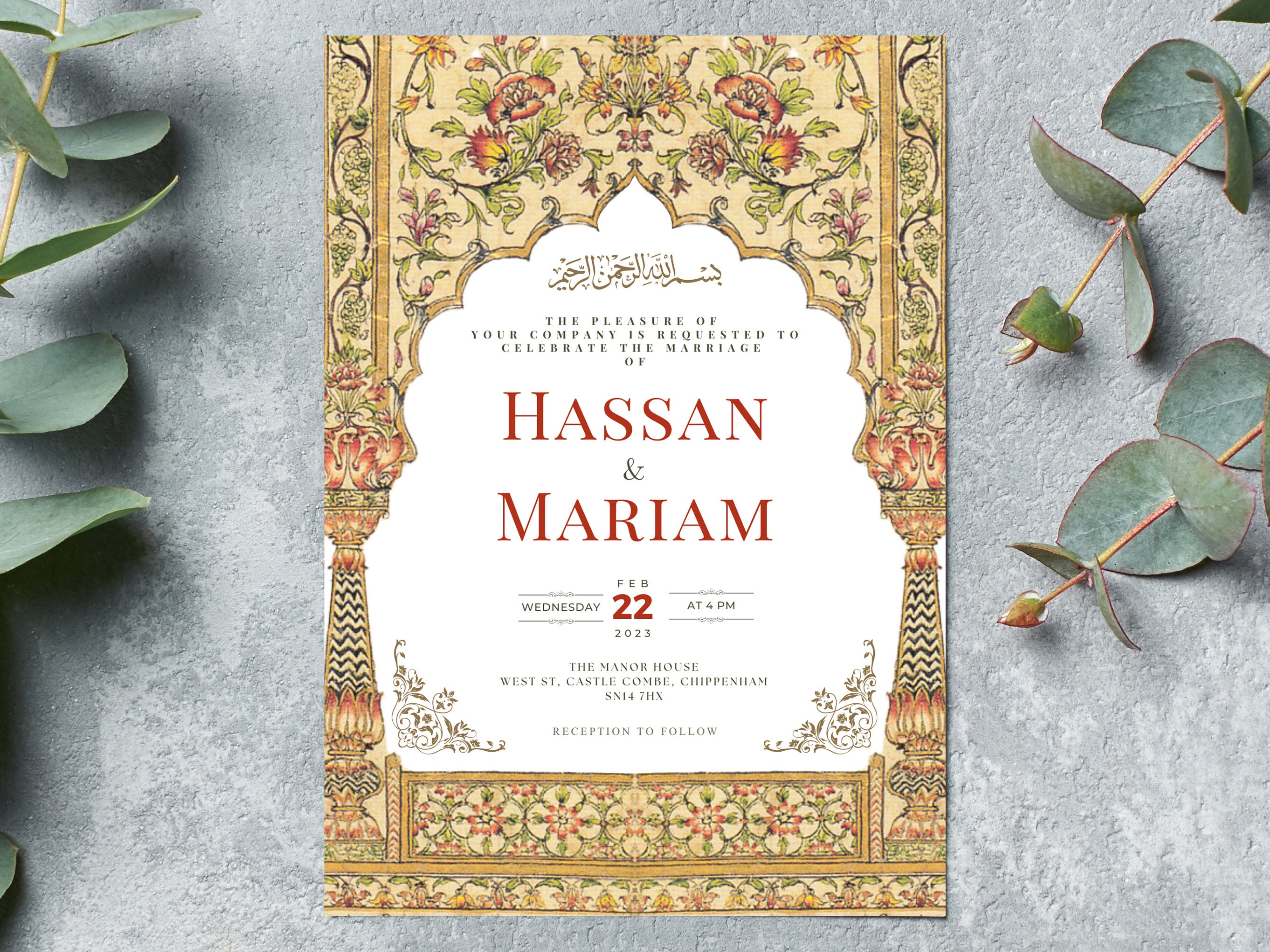 Mughal Wedding Invitation Instant Download Canva Template 5 X 7in ...