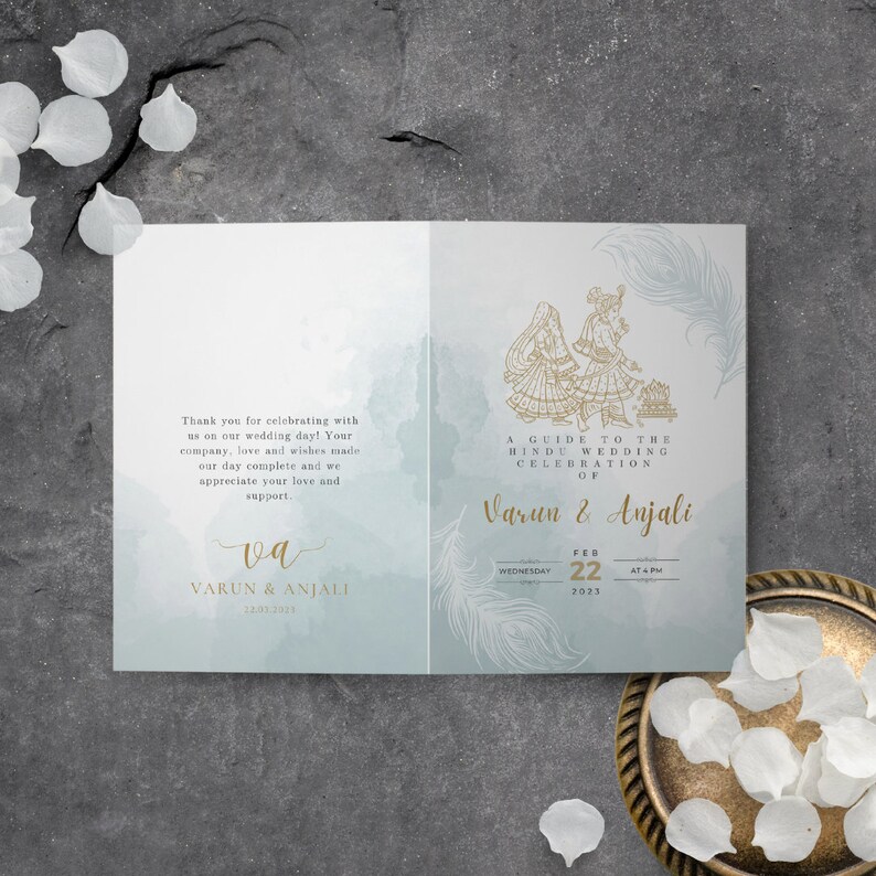 Folded Hindu Wedding Program With Icons Pictures Custom Instant ...