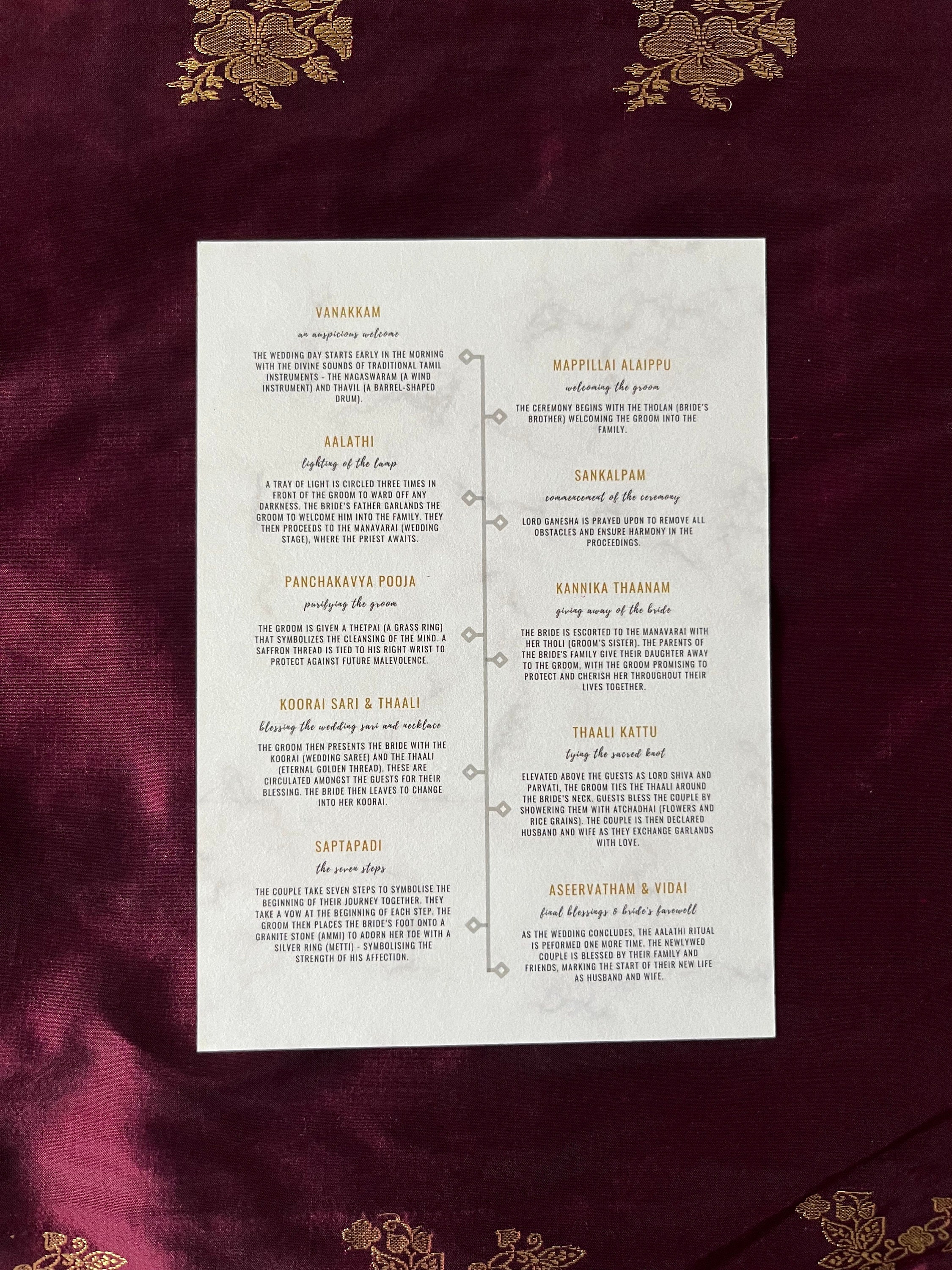 Gold Floral Peacock Luxury Tamil Wedding Program Tamil Hindu Wedding ...