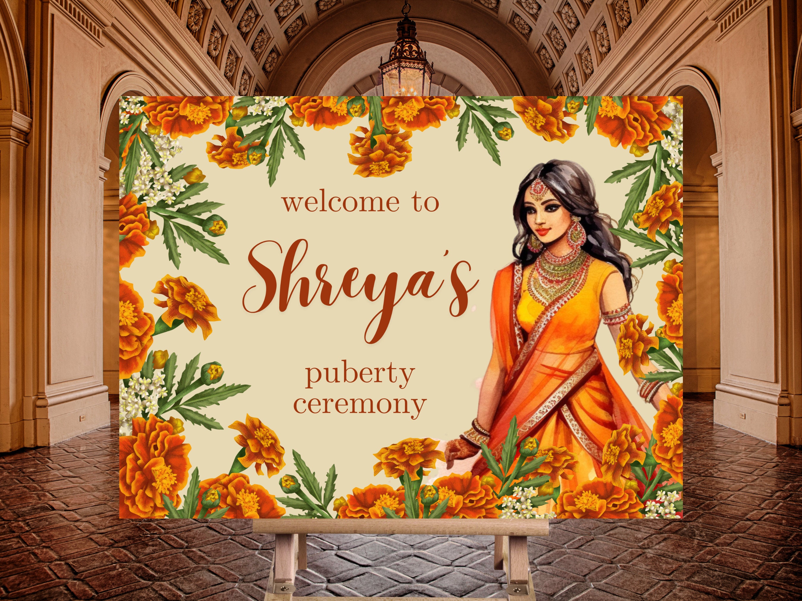 Half-saree Ceremony Welcome Sign Puberty Ceremony Welcome Sign Instant ...