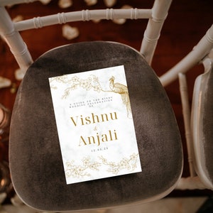 Gold Floral Peacock Luxury Telugu Wedding Program | Telugu Hindu ...