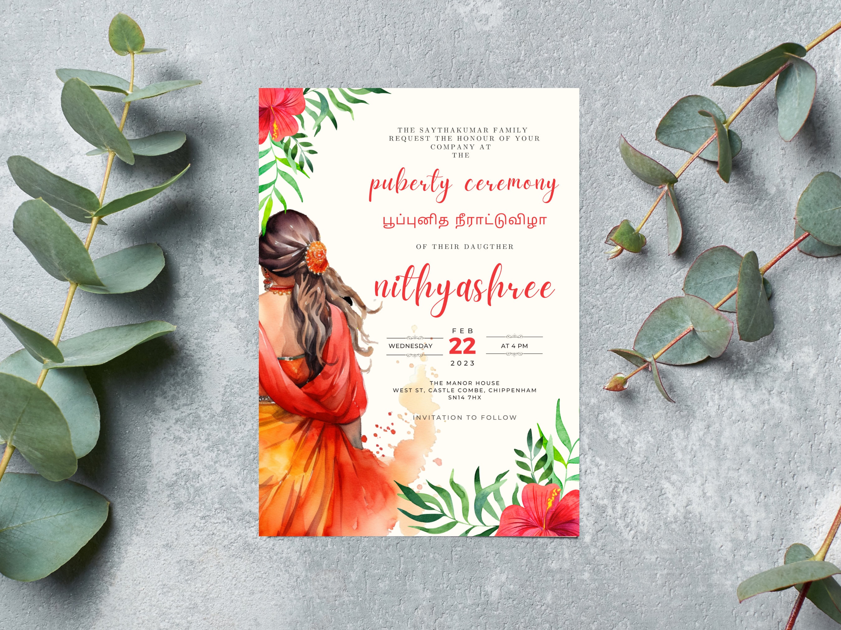 Puberty Ceremony Invitation Half Saree Ceremony Invitation, 47% OFF