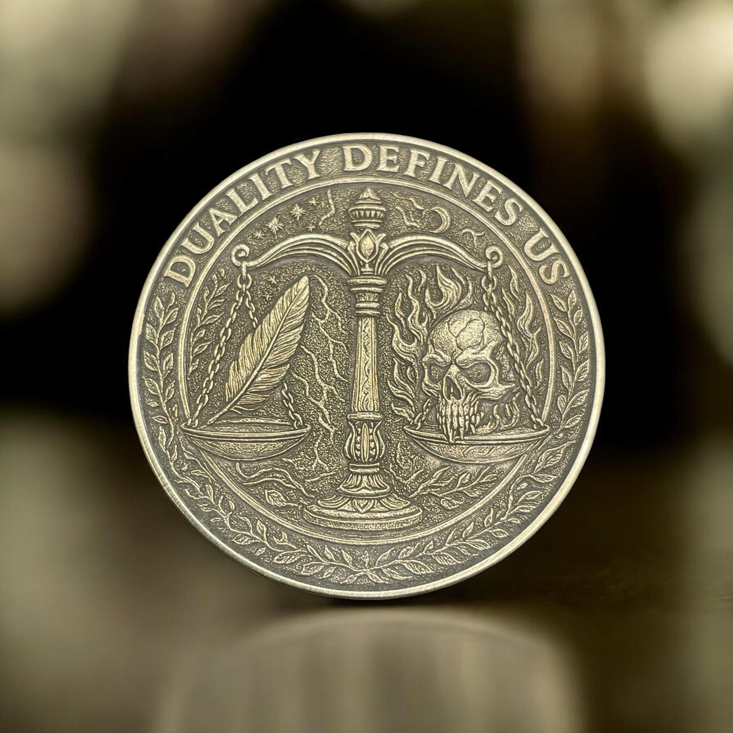 Duality Defines Us – Angel & Demon Brass Coin | Balance Symbolism ...