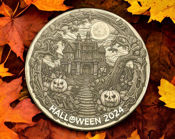 Halloween COIN Laser Engrave File 3D Illusion Burn PNG Lightburn ...