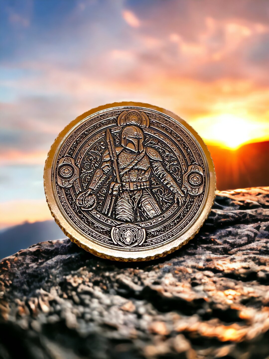 Legendary Bounty - Brass Coin or Pendant With Mandalorian and ...