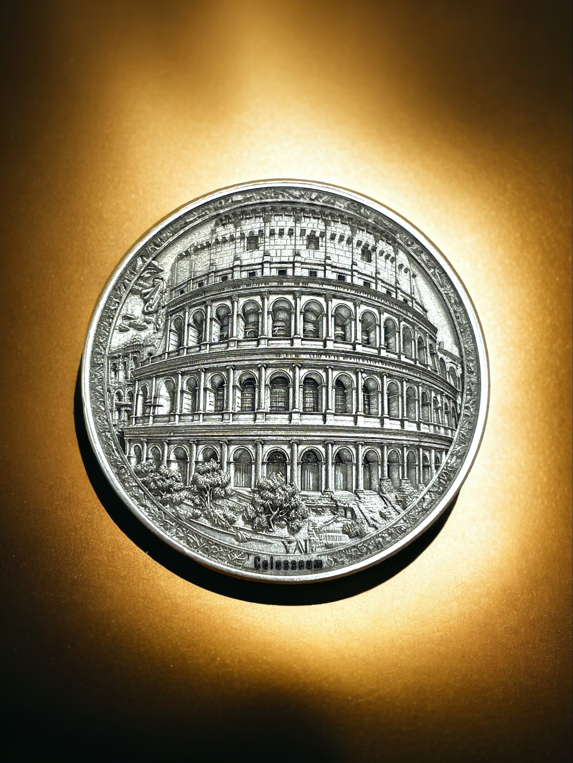 Timeless Wonder Roman Colosseum Engraved Brass Coin - Etsy