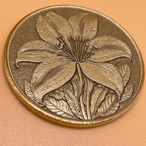 Botanical Brass Coin Set - Cherry Blossom, Rose, and Lily - Symbolic ...